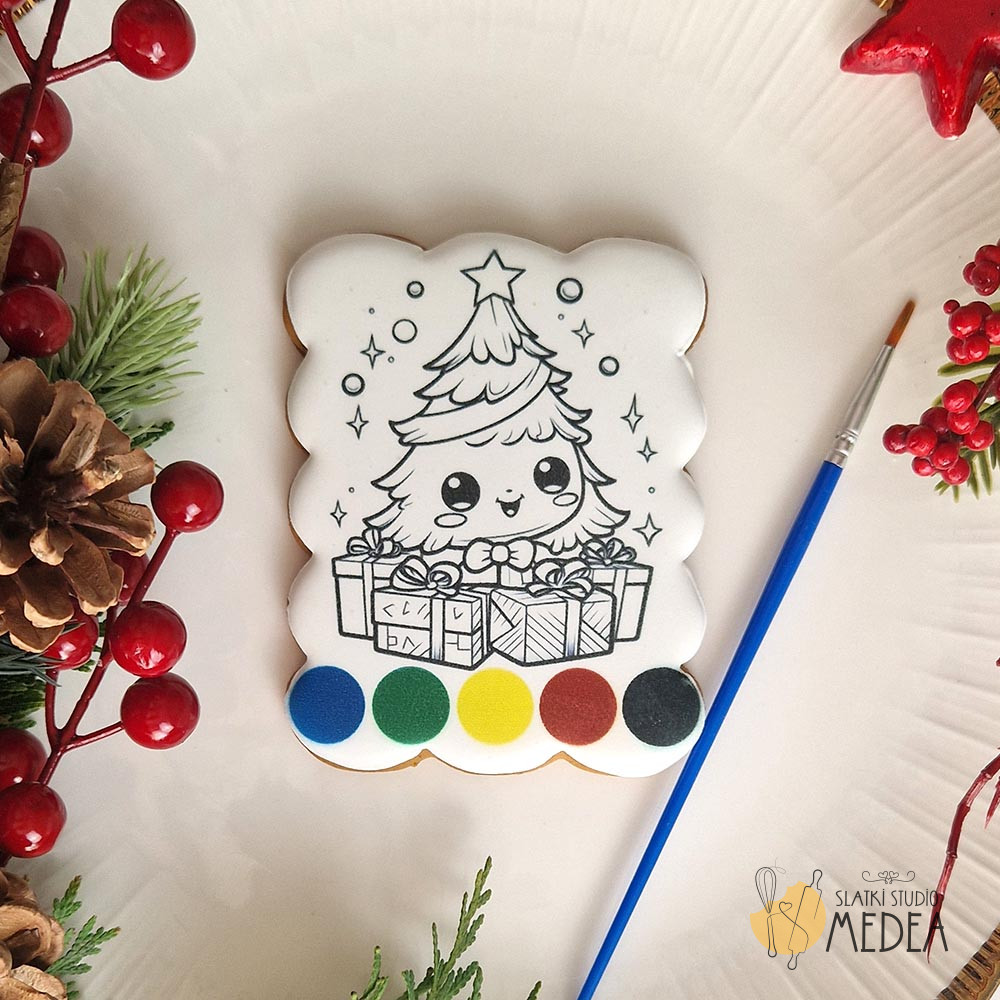 Novogodišnja jelka bojanka od medenjaka- Slatki Studio Medea